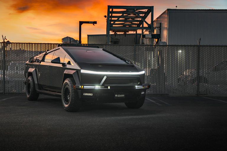 Gloss Gray Wrapped INVINCIBLE Tesla Cybertruck On 18 Inch UP-03 Forged ...